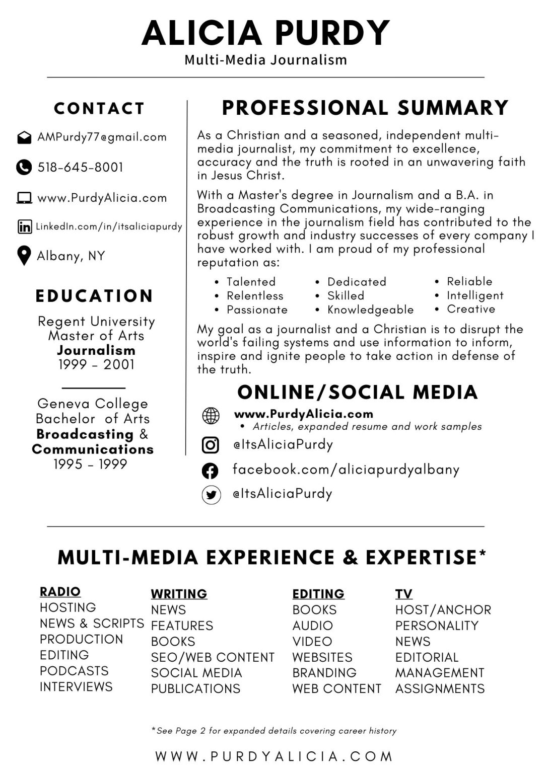 Resume & Portfolio – Alicia Purdy